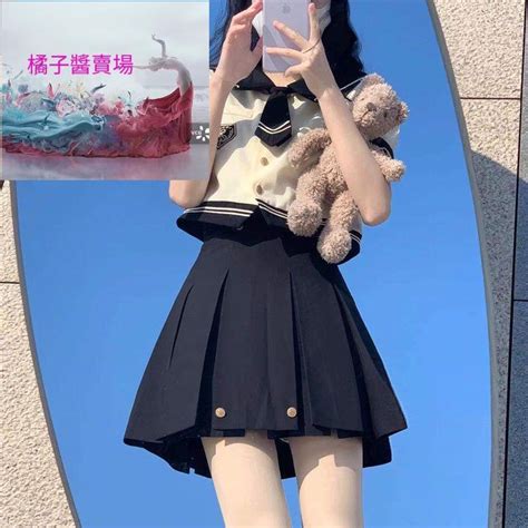 橘子賣場日系jk制服裙套裝 女夏季水手服 短袖襯衫小個子百褶半身短裙兩件套 Jk制服 學生制服 水手服 學院風 Jk套裝 蝦皮購物