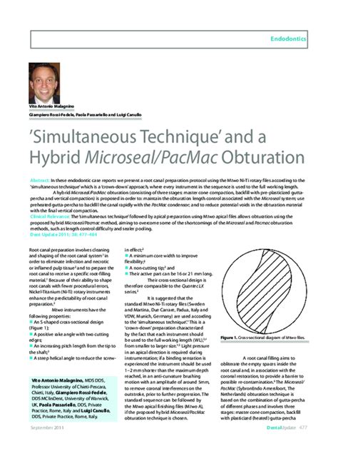 Pdf Simultaneous Technique And A Hybrid Microsealpacmac Obturation