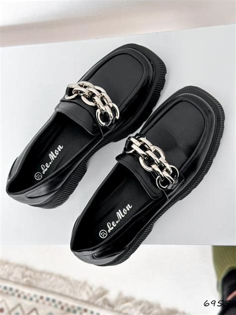 Лофери чорні штучна шкіра — ціна 850 грн у каталозі Лофери Купити жіночі речі за доступною ціною