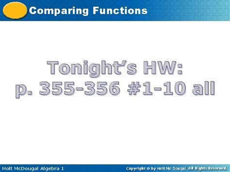Comparing Functions Module 13 2 Objectives Compare Functions