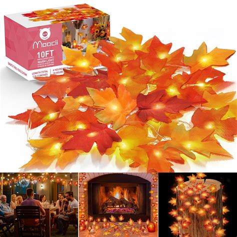 Fall String Lights Thanksgiving Decorations 2 Pack Maple