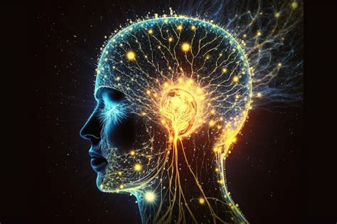 Premium AI Image Astral Body Woman Silhouette Bust At Abstract Space Background Neural Network