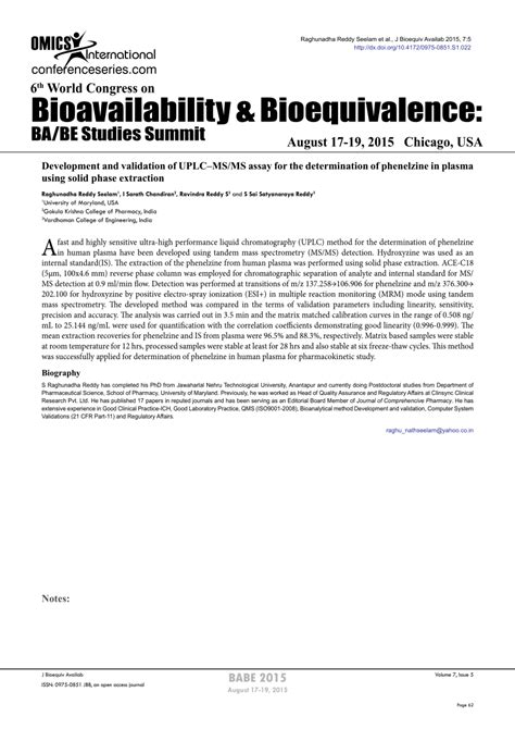 Pdf Development And Validation Of Uplcmsms Assay For The