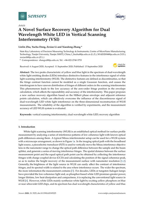 Pdf A Novel Surface Recovery Algorithm For Dual Wavelength White Led In Vertical Scanning