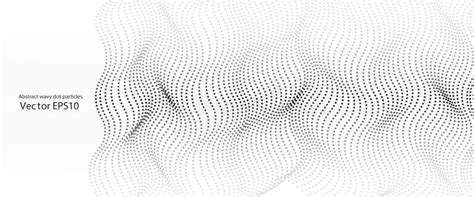Flowing Dots Particles Wave Pattern 3d Curve Halftone Black Gradient Curve Shape Isolated On
