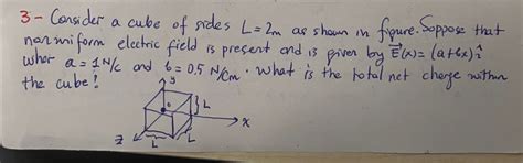 Solved Consider A Cube Of Sides L M As Shown In Figure Chegg Com