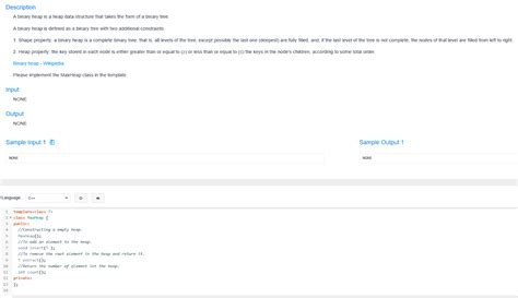 Solved DescriptionA Binary Heap Is A Heap Data Structure Chegg