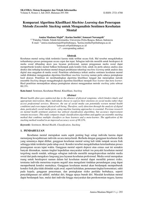 Pdf Komparasi Algoritma Klasifikasi Machine Learning Dengan Penerapan Metode Ensemble Stacking