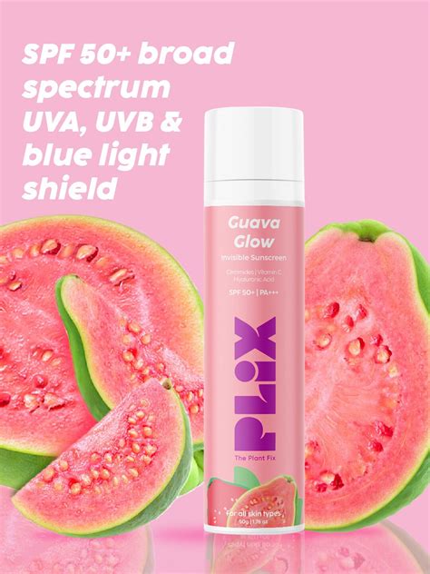 buy plix the plant fix guava glow invisible sunscreen gel spf50 pa