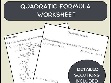 The Quadratic Formula And The Discriminant Worksheet Discriminant