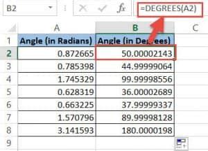 How To Convert Radians To Degrees In Excel Easy Formula