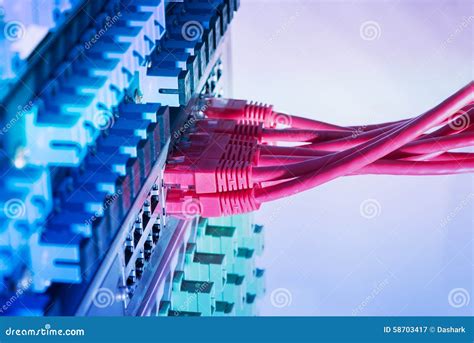 Network Switch And Ethernet Cables Data Center Concept Stock Image Image Of Business Connect