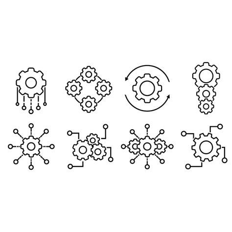 Automated System Icon Vector Set Function Settings Illustration Sign