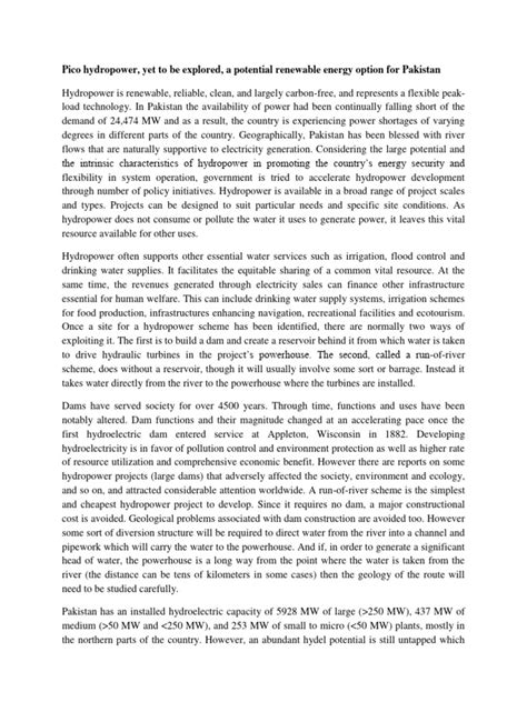 Pico Hydropower Pakistan Pdf Hydroelectricity Renewable Energy