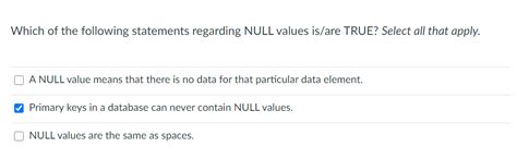 Solved Which Of The Following Statements Regarding NULL Chegg