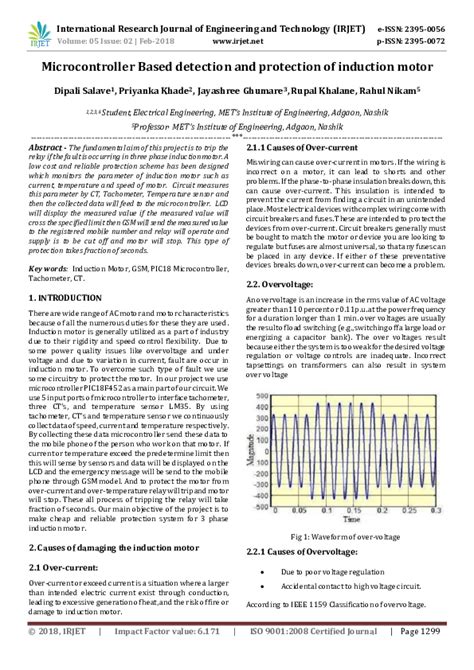 Pdf Microcontroller Based Detection And Protection Of Induction Motor