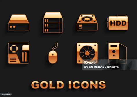 Set Computer Mouse Hard Disk Drive Hdd Case Of Computer Cooler Motherboard Digital Chip Server