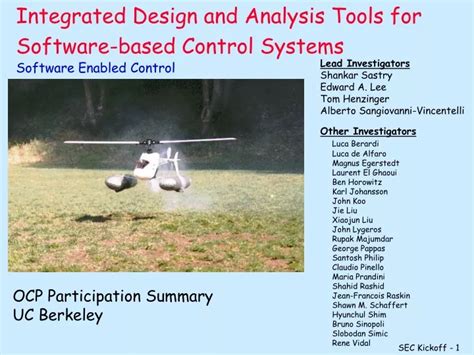 Ppt Integrated Design And Analysis Tools For Software Based Control