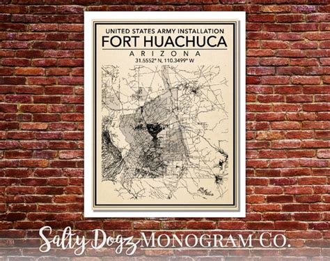 Wall Art Map Print Of Army Base Fort Huachuca Arizona Etsy
