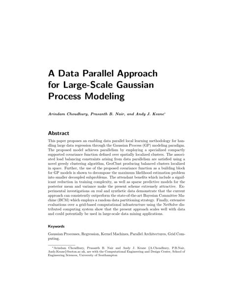 Pdf A Data Parallel Approach For Large Scale Gaussian Process Modeling