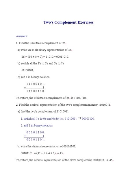 Twos Complement Exercise