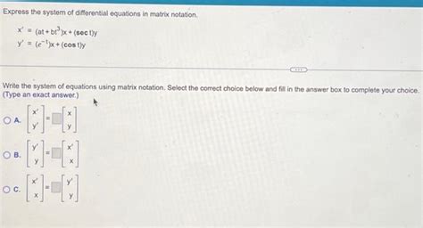 solved express the system of differential equations in