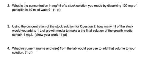 Solved What Is The Concentration In Mg Ml Of A Stock Chegg Com