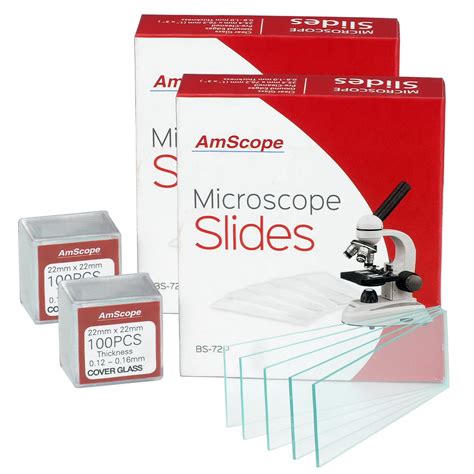 Amscope 144 Pre Cleaned Blank Microscope Slides And 200 22x22mm Square Cover Glass