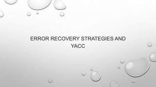 Error Recovery Strategies And Yacc Compiler Design PPTX