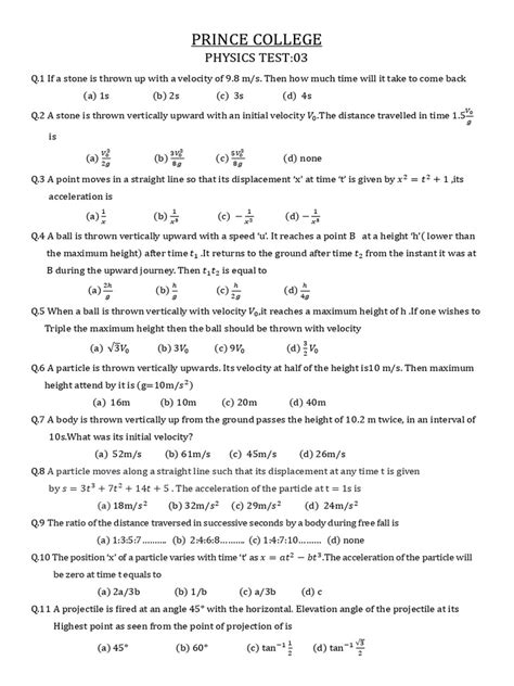 Physics Questions Pdf