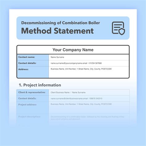 Combination Boiler Decommissioning Method Statement Template Prefilled Easyhealthandsafety