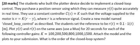 Solved The Parameter Values Of The System Are Only L Is