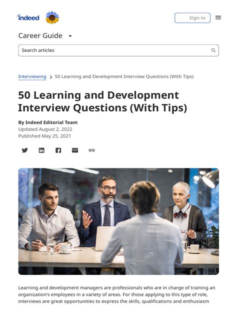 50 Learning And Development Interview Questions With Tips Download Free Pdf Learning