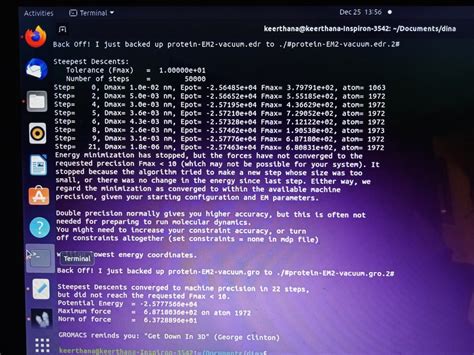 While I M Running Energy Minimization In Vacuum Using Gromacs I Got An Error Can Anyone Solve