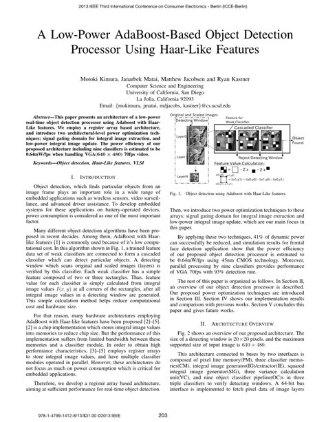 Pdf A Low Power Adaboost Based Object Detection Processor Using Haar