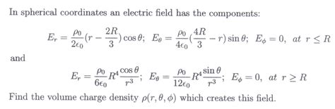 Solved In Spherical Coordinates An Electric Field Has The