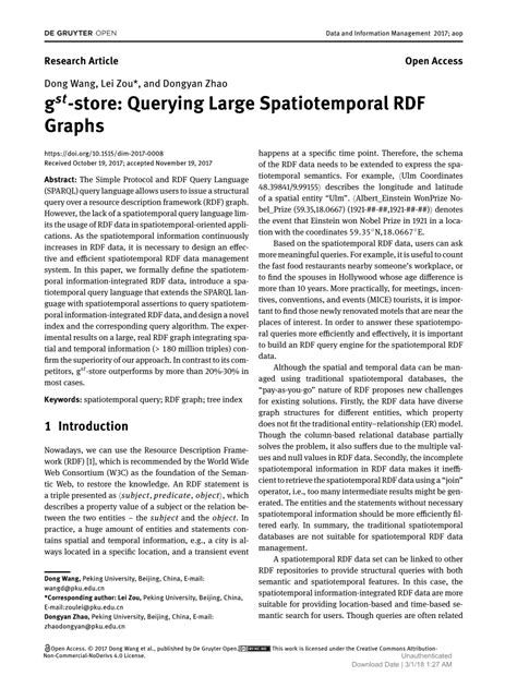 Pdf G Store Querying Large Spatiotemporal Rdf Graphs