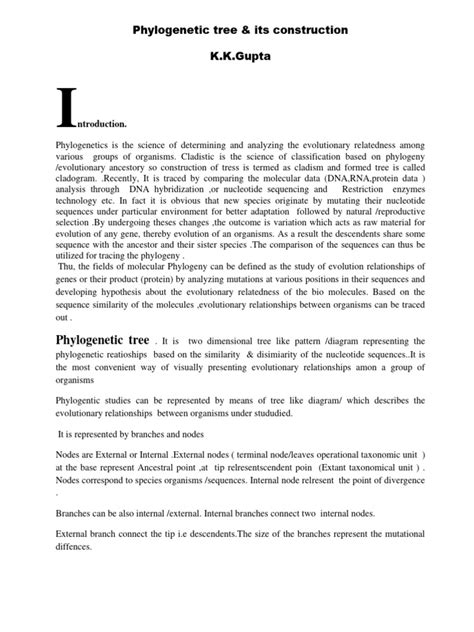 Phylogenetic Tree Construction Pdf Phylogenetic Tree Phylogenetics