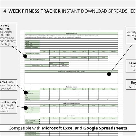 Excel Workout Template Etsy