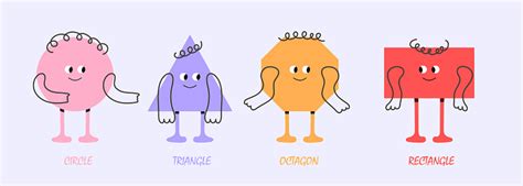 얼굴 감정과 손과 다리가있는 그림 텍스트와 다른 기하학적 인물 어린이 책 배경을위한 손 그리기 그림 미소와 머리카락을 가진 재미있는 캐릭터 0명에 대한 스톡 벡터 아트 및