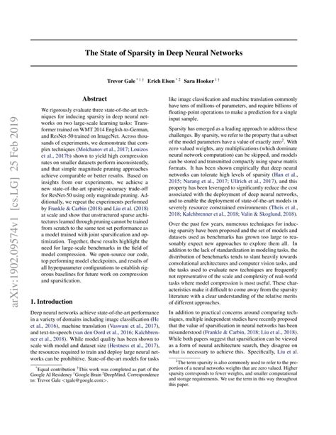 The State Of Sparsity In Deep Neural Networks Deepai