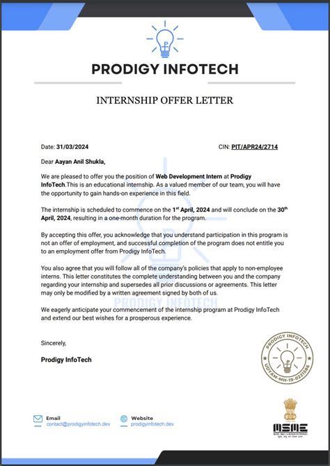 Aayan Shukla On Linkedin Webdevelopment Internship Prodigyinfotech