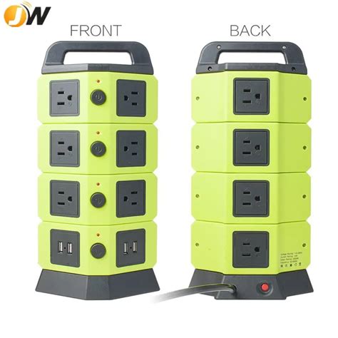 Tower Power Strip 2500w Smart Socket Surge Protector 10 Uk Socket 4 Usb Charging Station 6 5ft