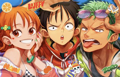 Nami Monkey D Luffy And Roronoa Zoro One Piece Drawn By Oekakibabea Danbooru