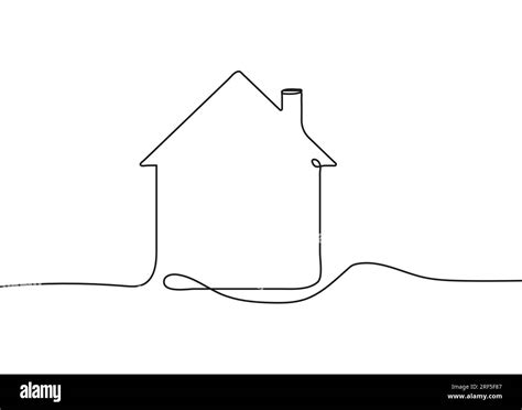 Continuous Thin Line Home Vector Illustration Single Continuous Line