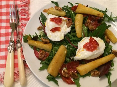 Warm Honey Glazed Parsnip Salad With Poached Eggs Oliveoilandlemon