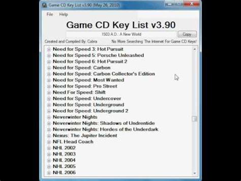 Game Cd Key List V4 8 Newuv