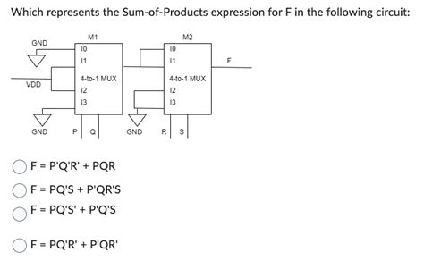 Solved Which Represents The Sum Of Products Expression For F