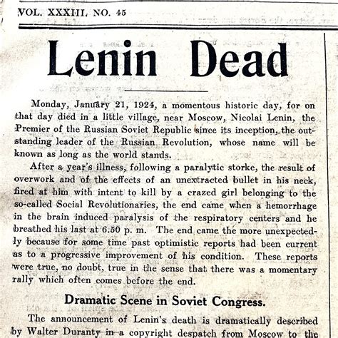 Vladimir Lenin Dead