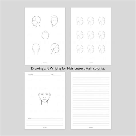 Blank Hair Cutting Head Sheets Pdf Printable A4 Size For Hairdressing